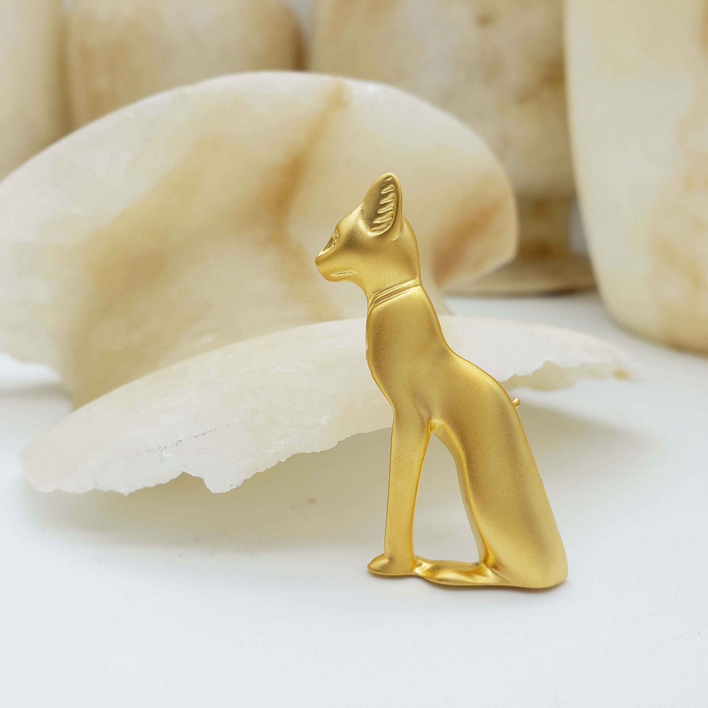 Sacred Cat Brooch - Egyptian Goddess Bastet - Gold Plated Pin - Etsy