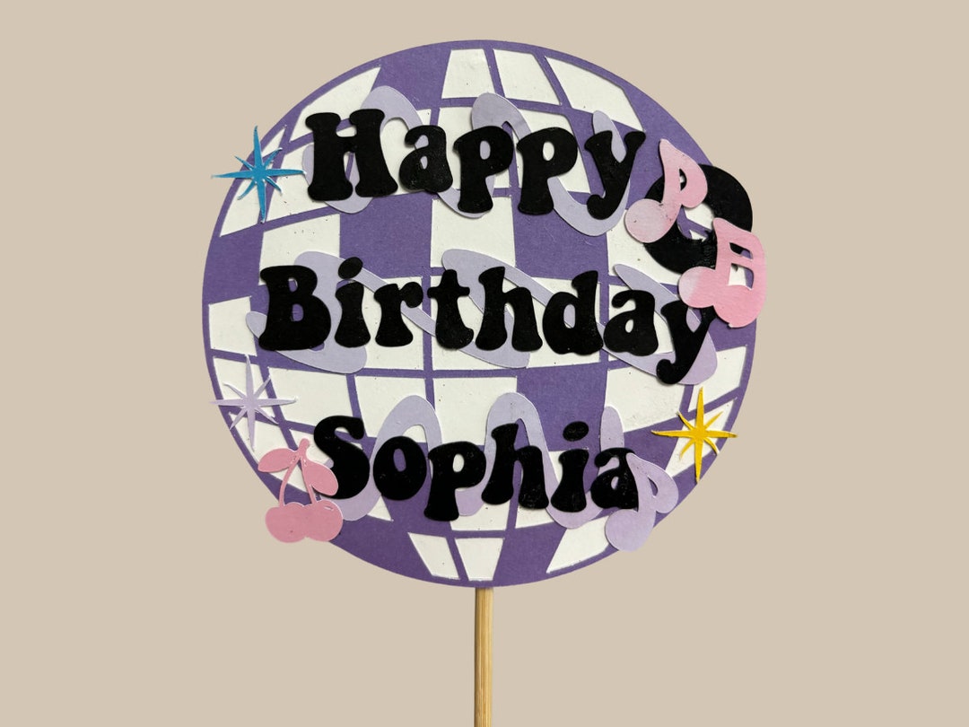 Customizable/editable Retro Birthday Cake Topper Music Cake Decorating ...