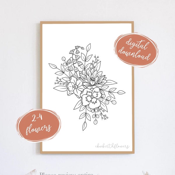 Set of 12 Dainty Floral Svg, Dainty Leaf Svg, Minimalist Flower Svg ...