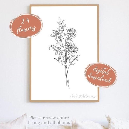 Birth Flower Family Bouquet Digital Art 8x10 Printable File - Etsy