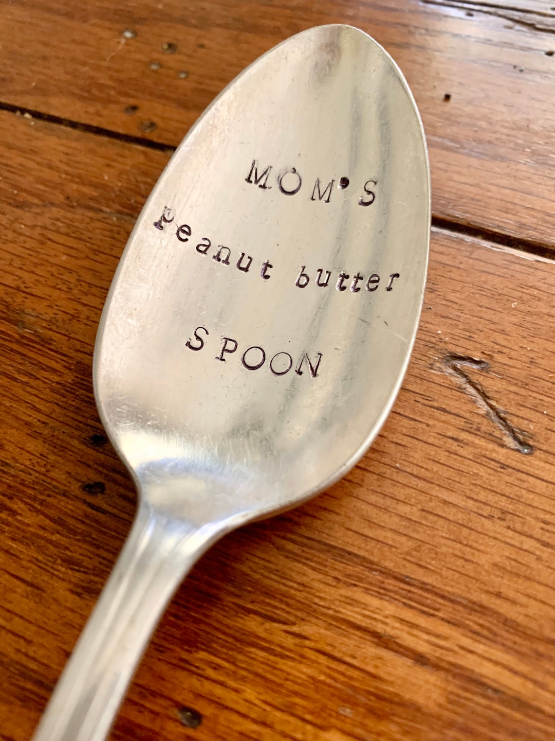 Hand Stamped Spoon, Mom’s Peanut Butter Spoon, Antique Silver Plated ...
