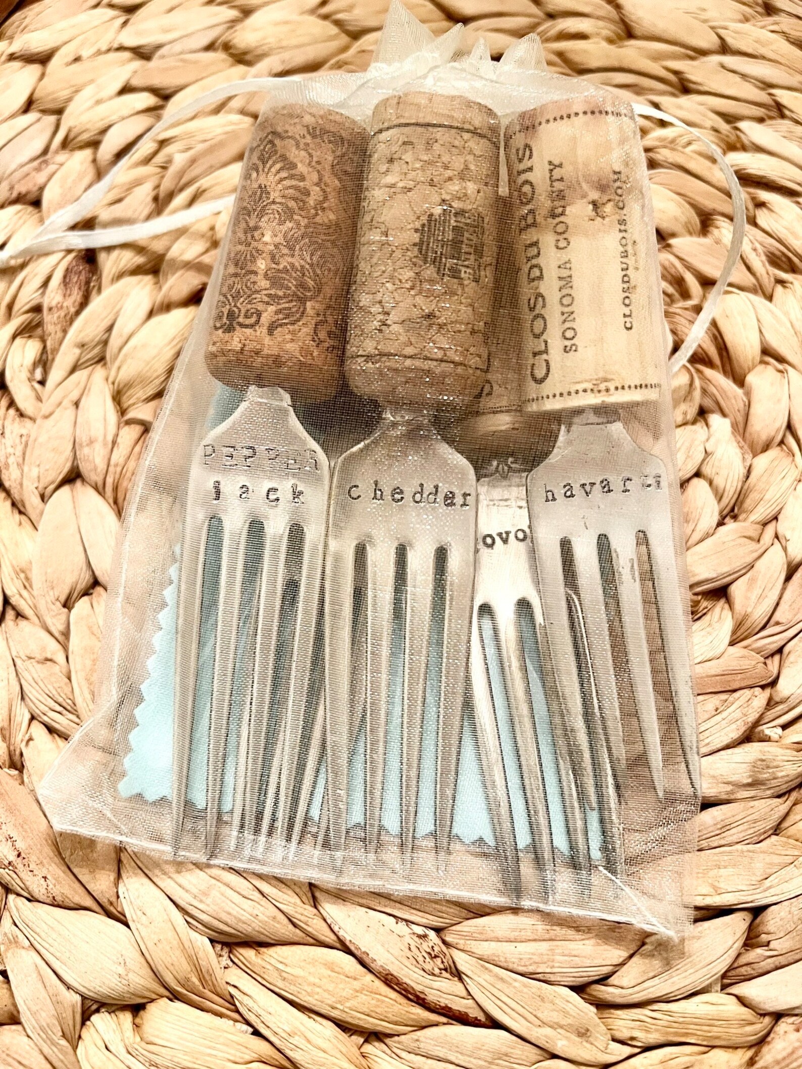 Hand Stamped Silver Cheese Markers: Vintage Fork Set of 5 - Etsy