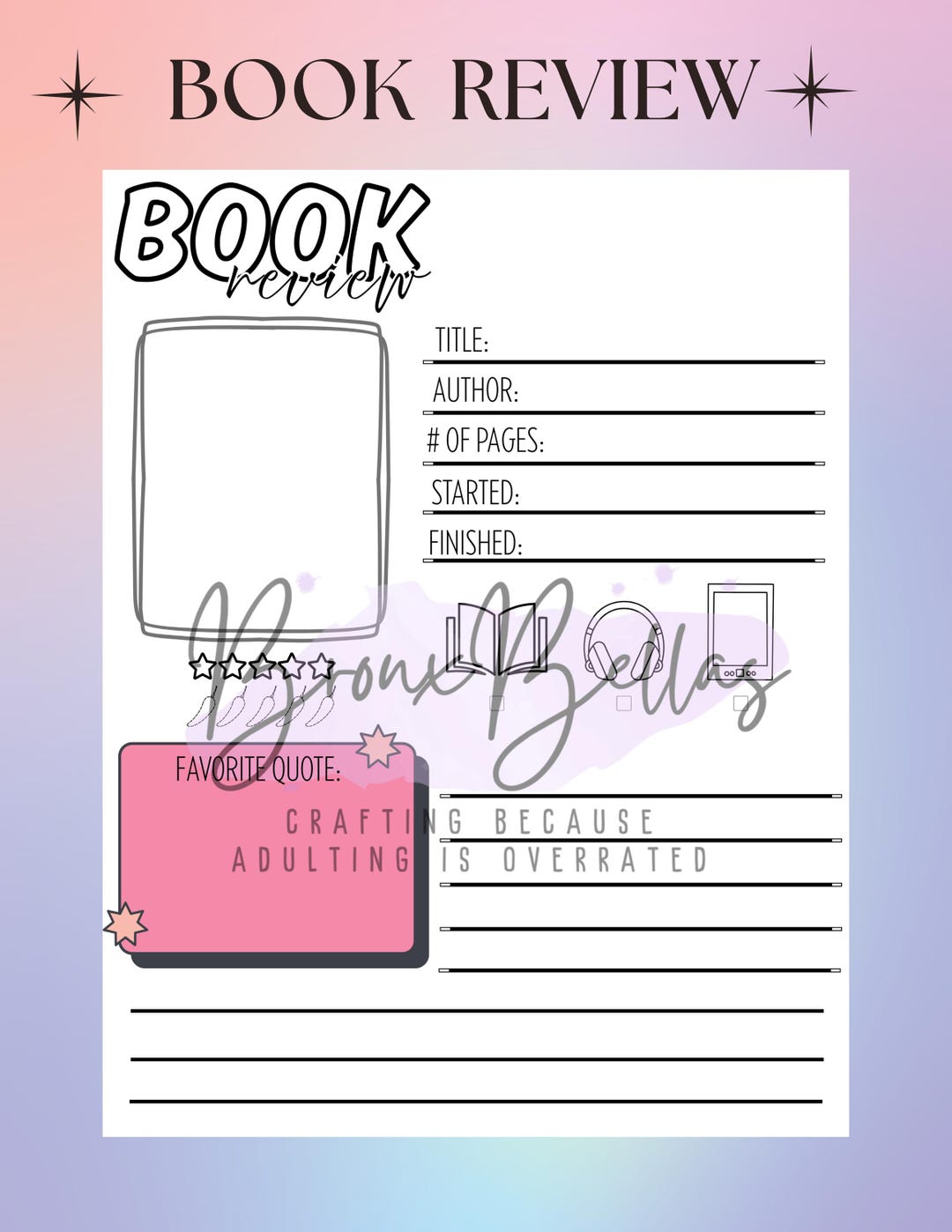 Book Review Template Printable, Book Review Page, Printable Book Review ...