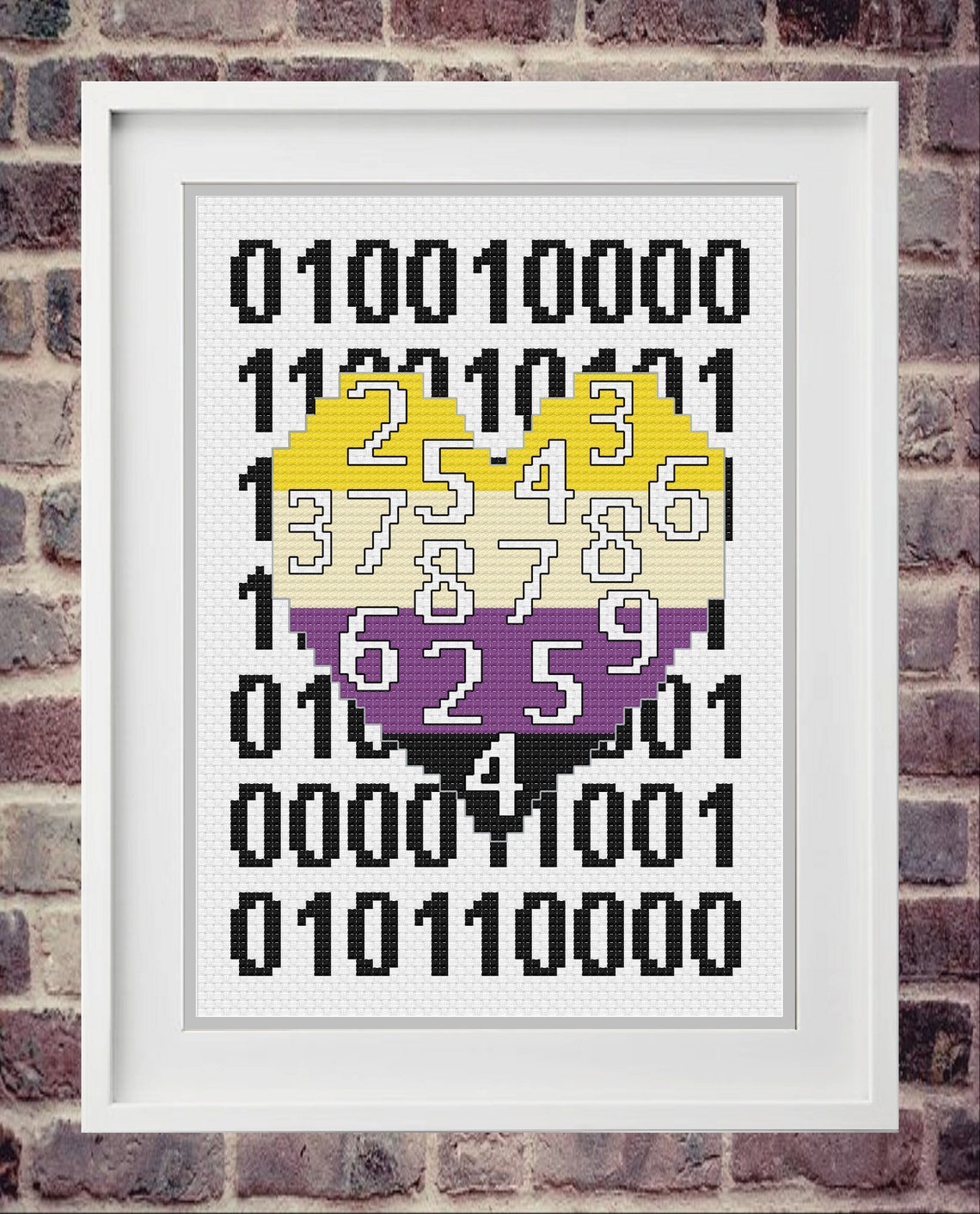 Non Binary Cross Stitch Pattern, Heart Cross Stitch, Pride Cross Stitch ...