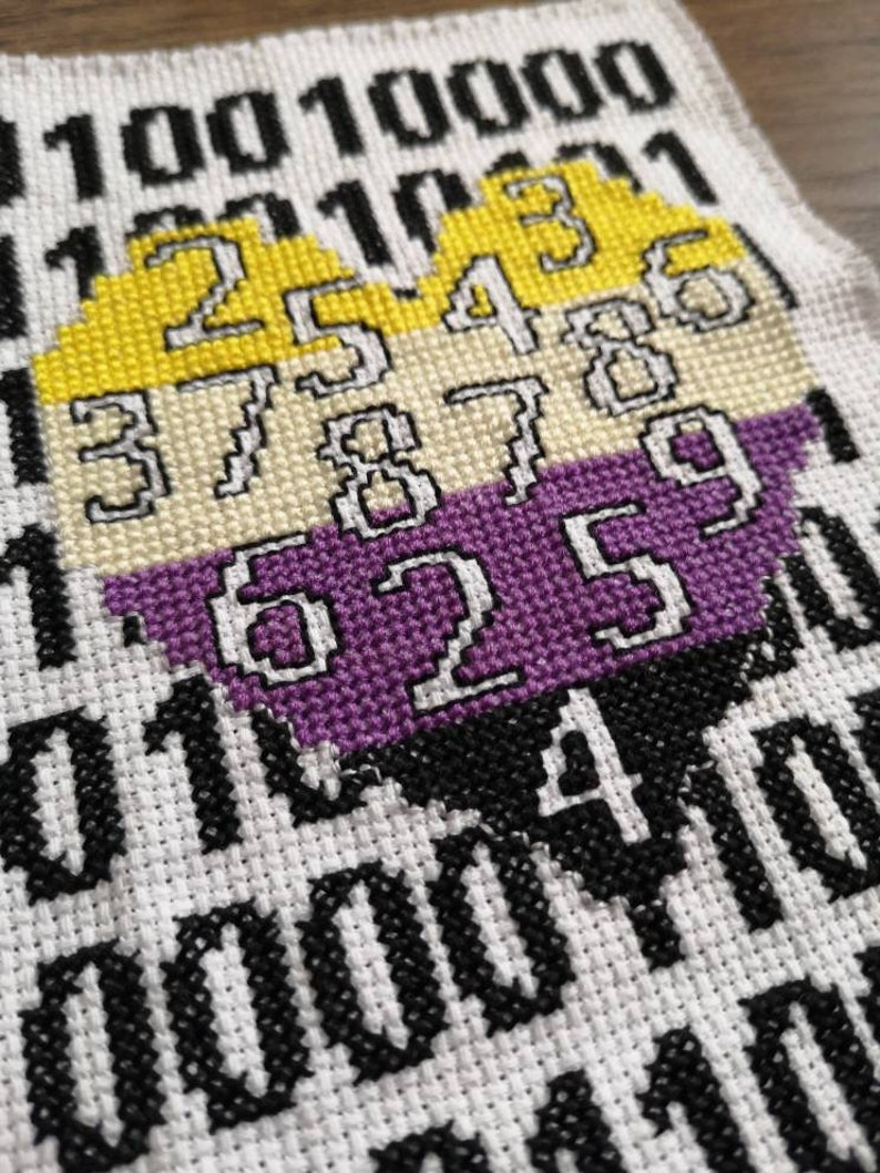 Non Binary Cross Stitch Pattern, Heart Cross Stitch, Pride Cross Stitch ...