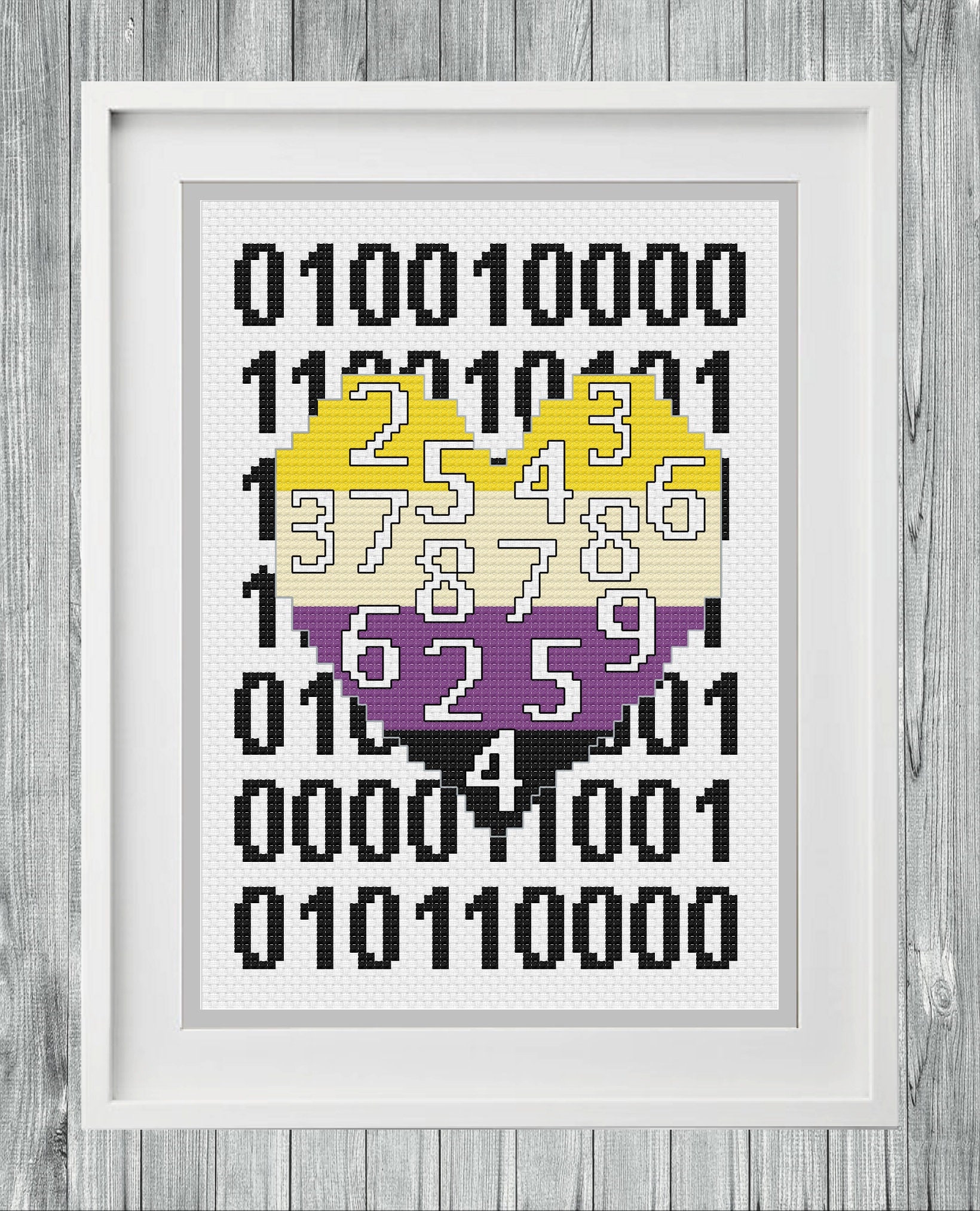 Non Binary Cross Stitch Pattern, Heart Cross Stitch, Pride Cross Stitch ...