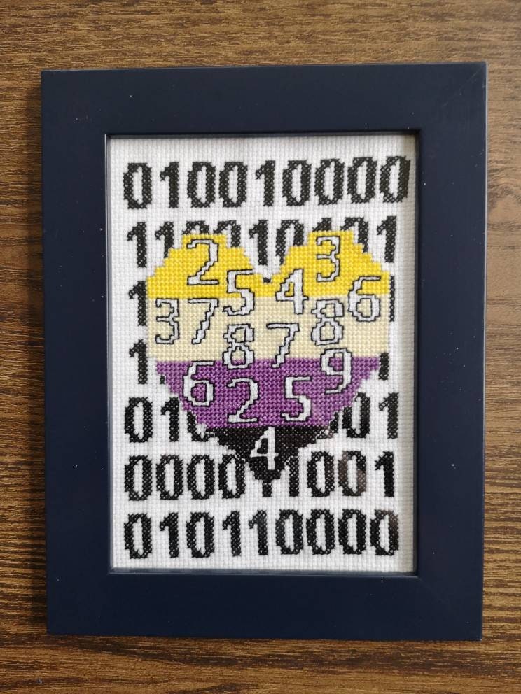 Non Binary Cross Stitch Pattern, Heart Cross Stitch, Pride Cross Stitch ...