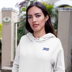 305 Miami Florida Embroidered Hoodie, Black and White Sweatshirt Unisex ...