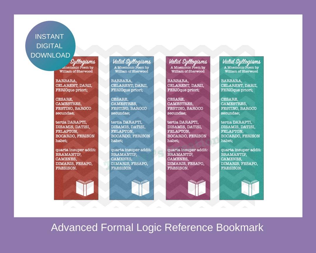 Valid Syllogism Mnemonic Poem Bookmarks (digital Download) - Etsy