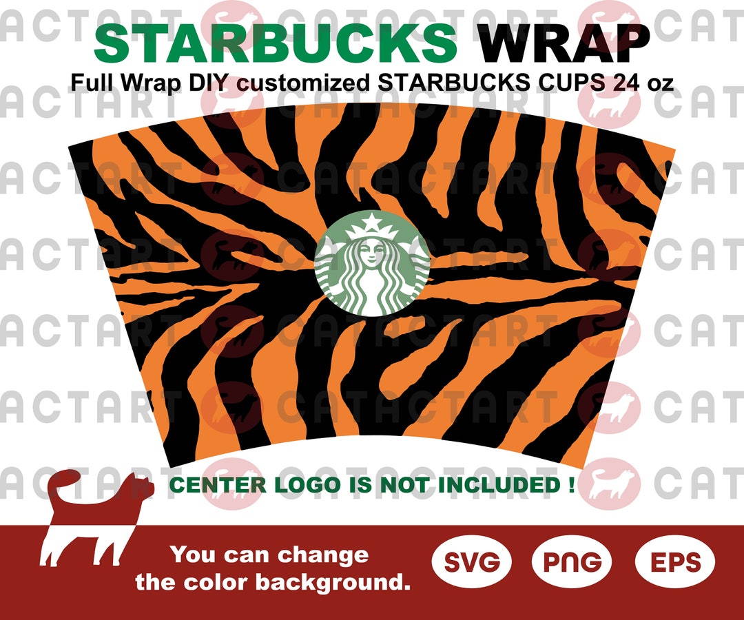 Full Wrap Animal Tiger Pattern Starbucks Cups SVG DIY Venti Cold Cup ...