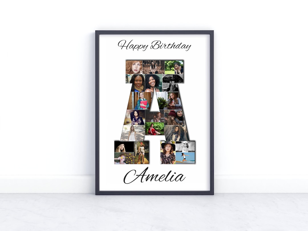 Letter A Collage. Personalised Photo Collage Gift. Birthday Gift for ...