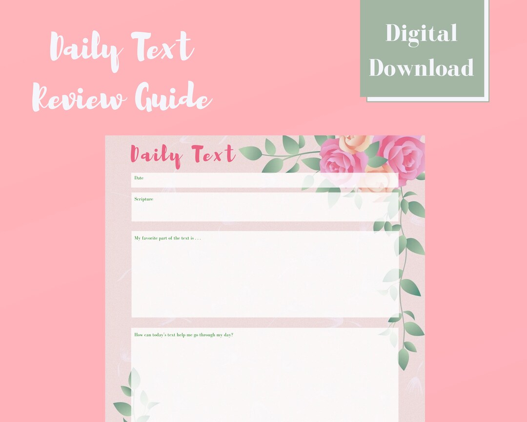 Daily Text Review Guide (floral) - Digital Download (PDF) - Etsy