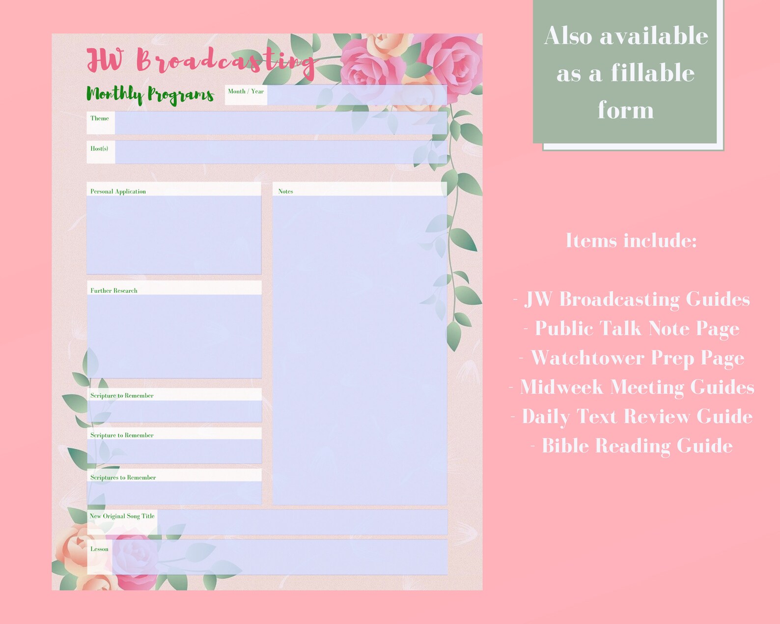 JW Meeting & Study Guide Bundle (floral) - Digital Download (PDF) - Etsy