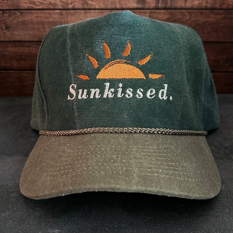 Vintage Style Sunkissed Embroidered Faded Canvas Snapback Trucker Rope ...