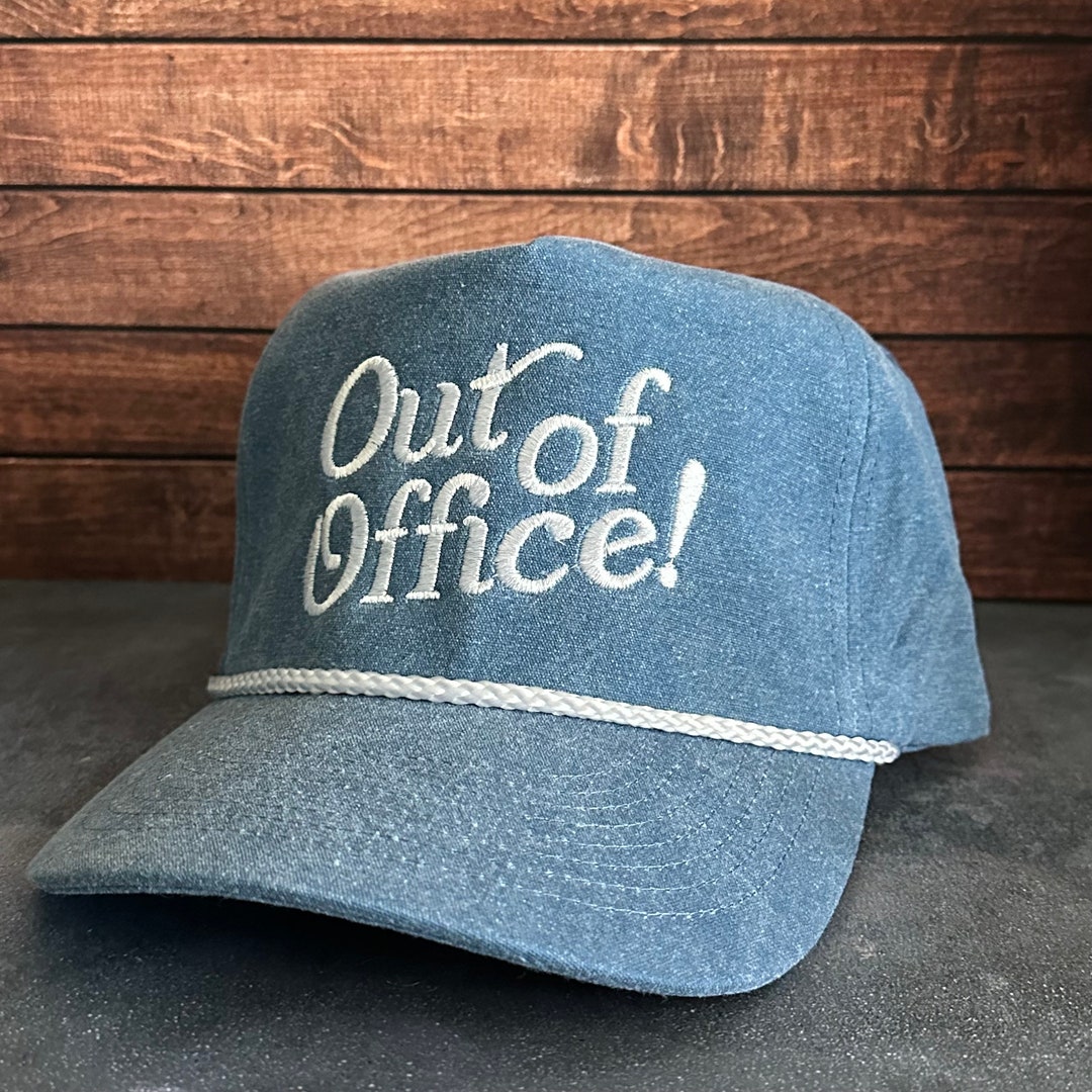 Vintage Style Out of Office Embroidered Faded Canvas Snapback Trucker ...