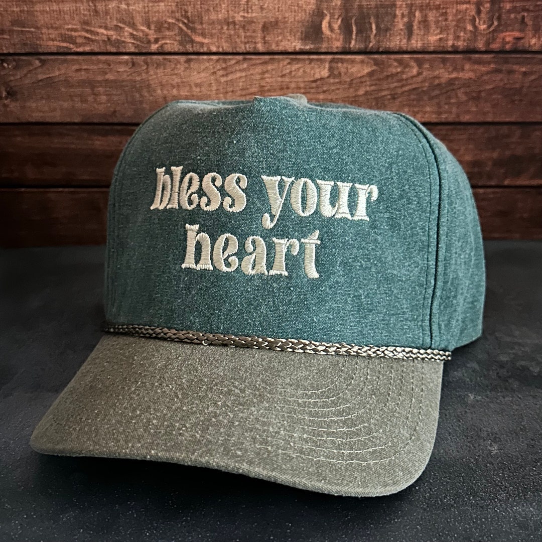 Vintage Style Bless Your Heart Embroidered Faded Canvas Snapback ...