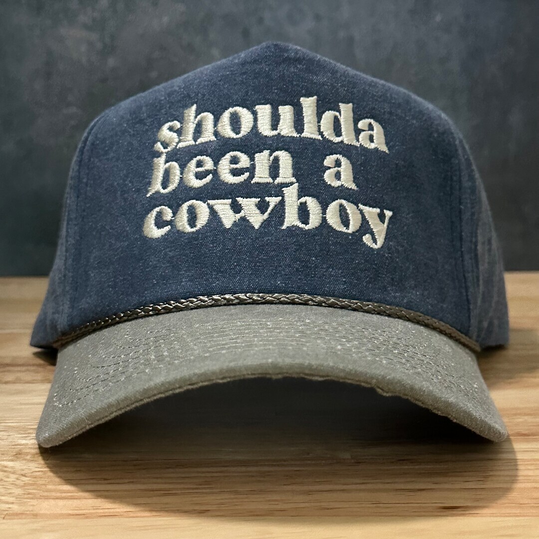 Vintage Style Shoulda Been a Cowboy Embroidered Faded Canvas Snapback ...