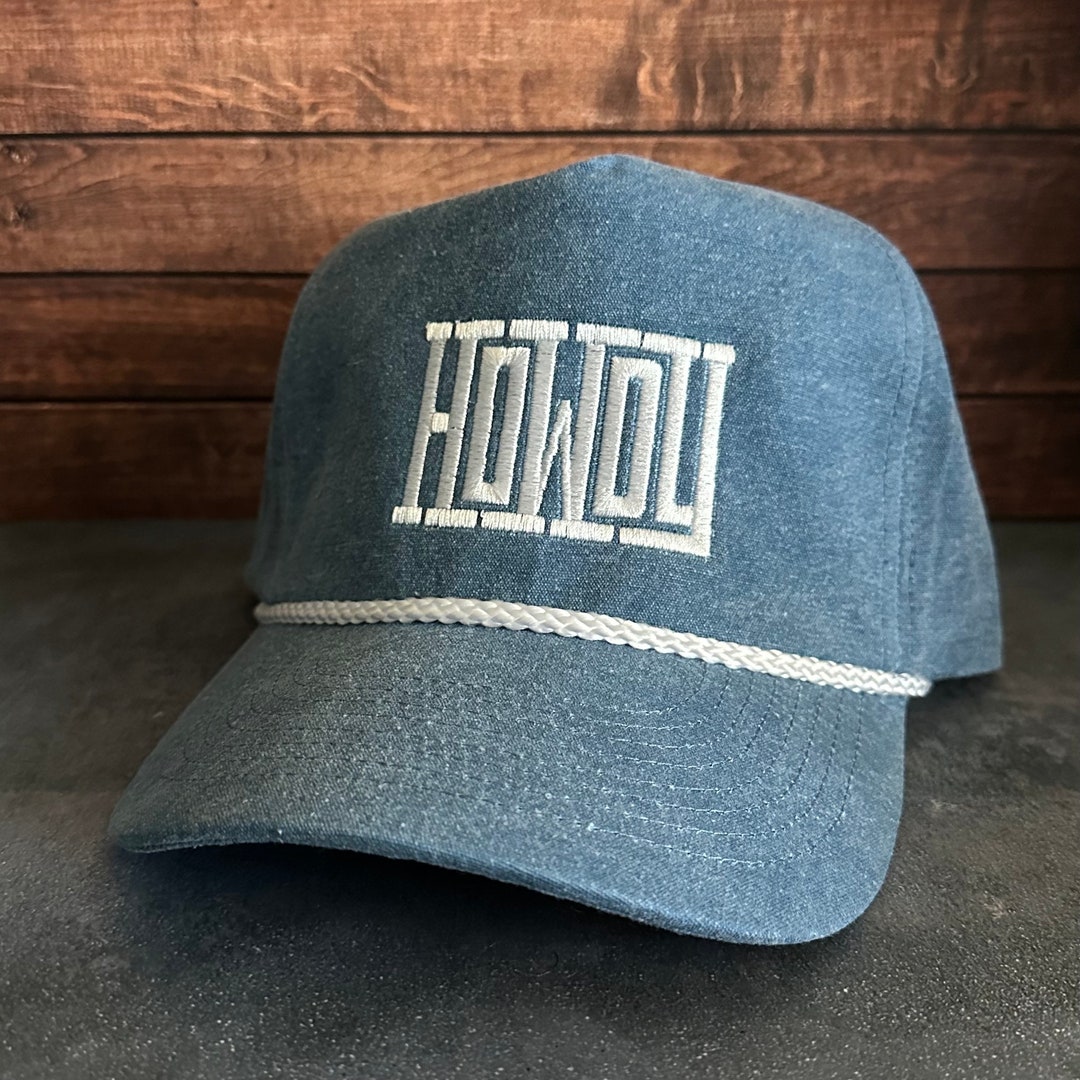 Vintage Style Howdy Embroidered Faded Canvas Snapback Trucker Rope Hat ...