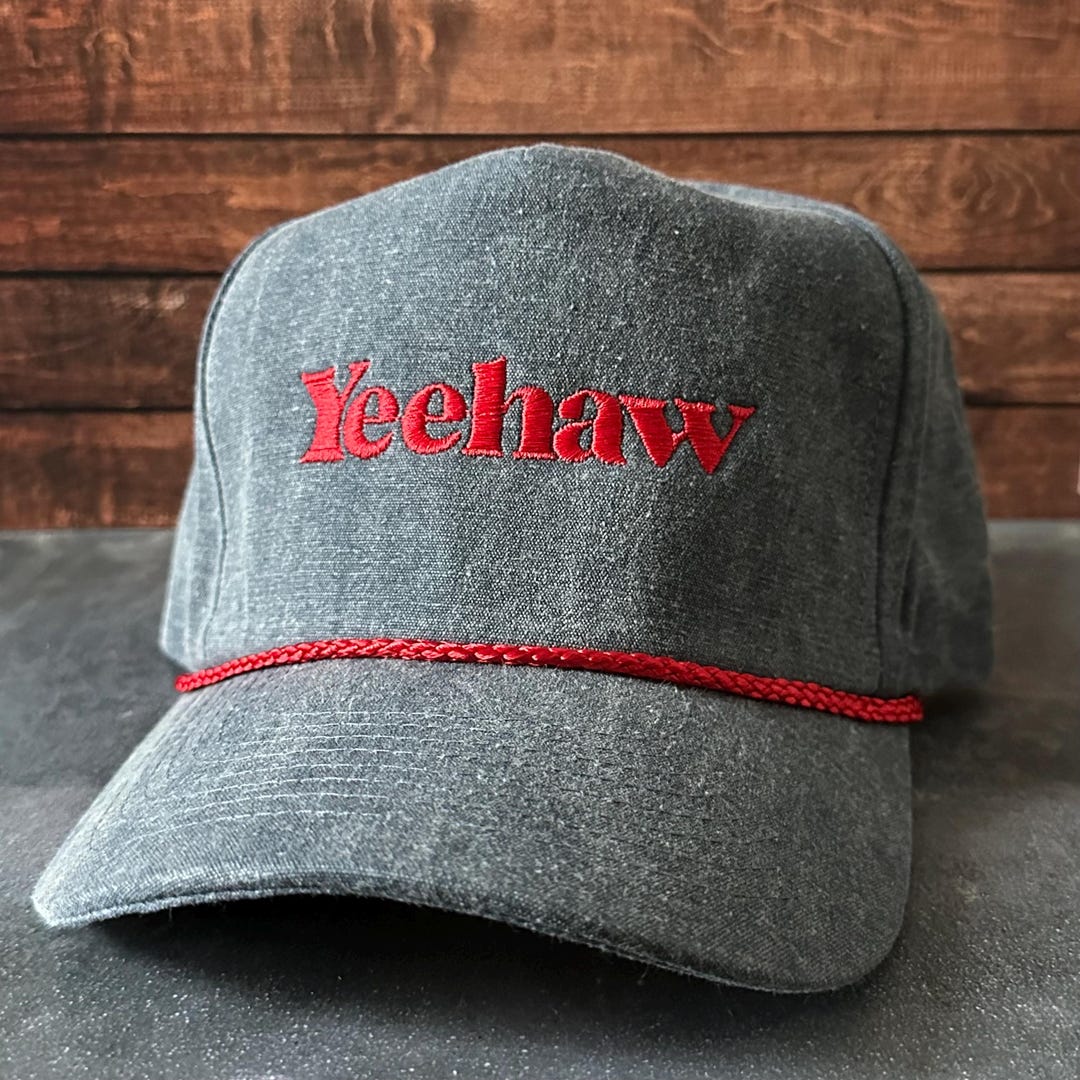 Yeehaw Trucker Hat – Vintage Style Embroidered Rope Snapback – Fun ...