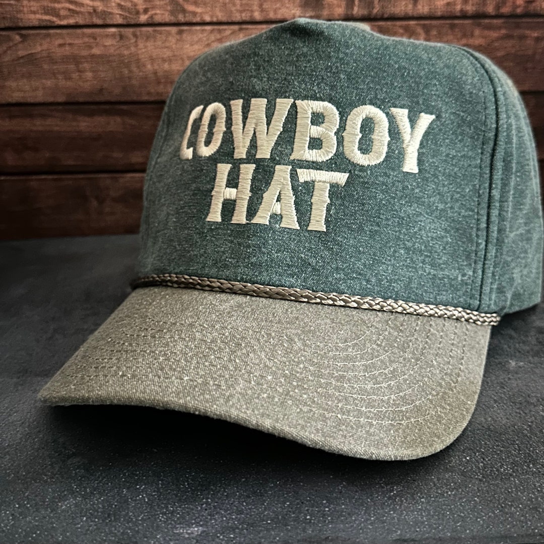 Vintage Style Cowboy Hat Embroidered Faded Canvas Snapback Trucker Rope ...