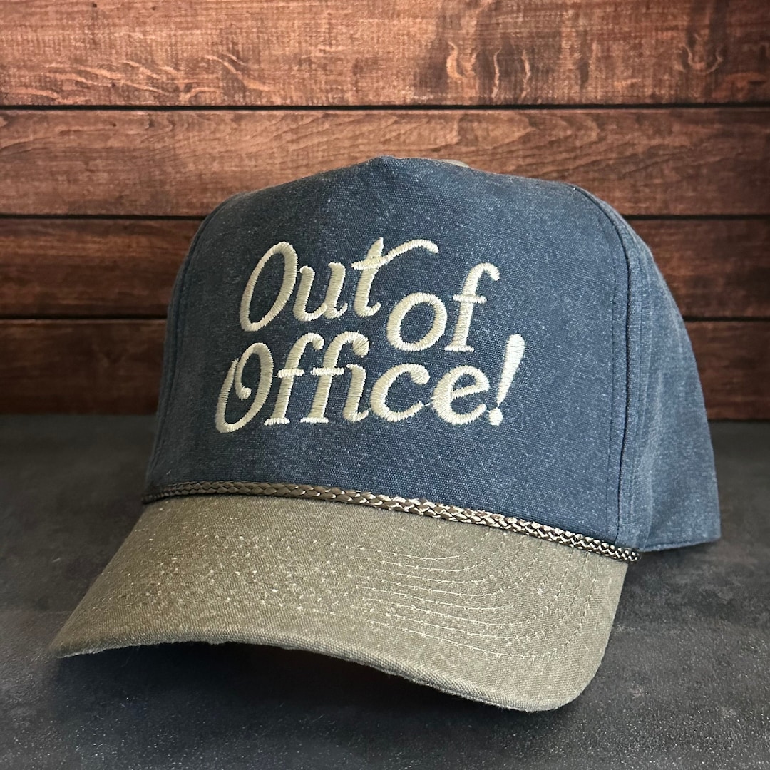 Vintage Style Out of Office Embroidered Faded Canvas Snapback Trucker ...