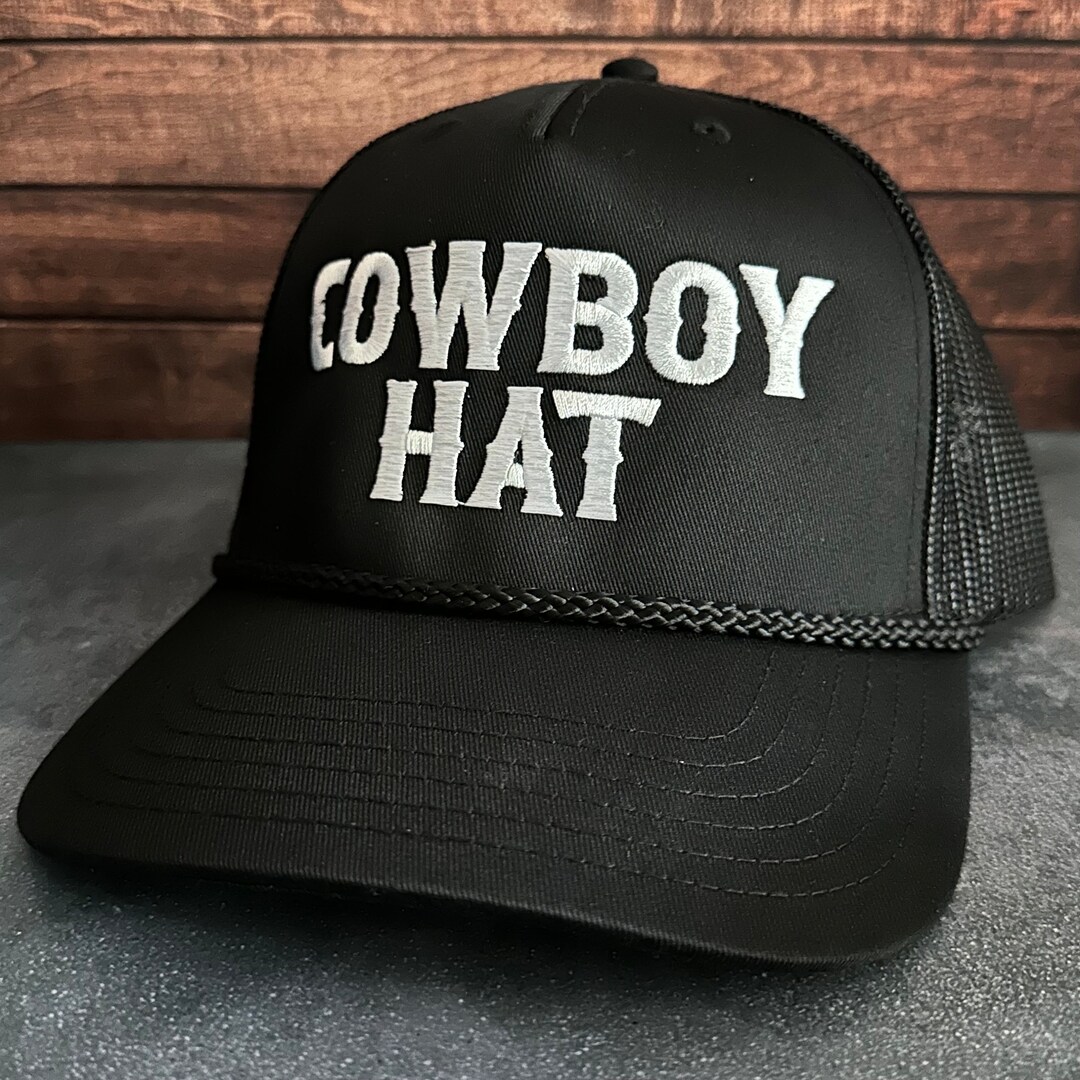 Vintage Style Cowboy Hat Embroidered Mesh Back Adjustable Trucker Rope ...