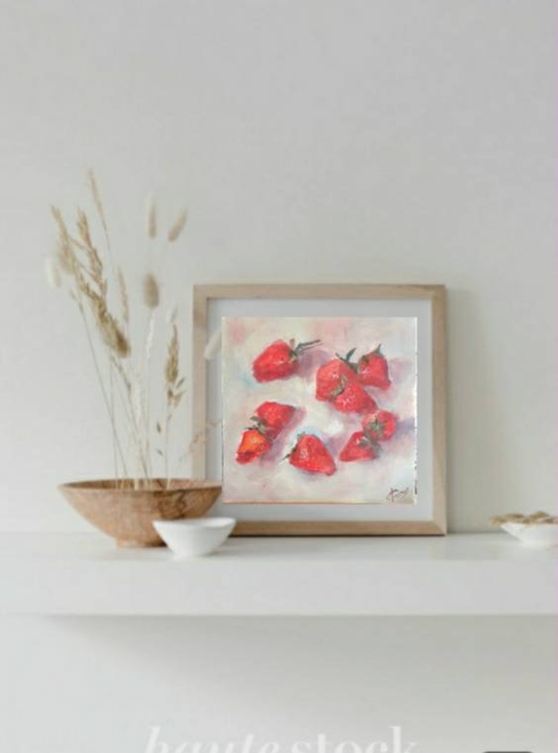 Strawberry Painting Food Painting Berries Artwork Fruit Wall - Etsy