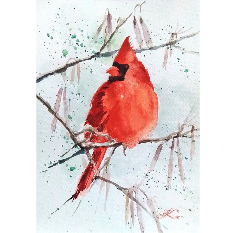 Cardinal Watercolor - Etsy