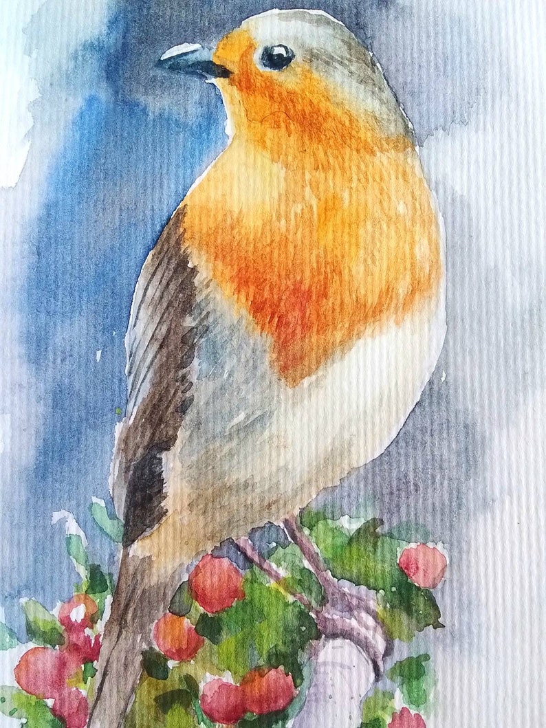 Robin Bird Watercolor Original Art Robin Artwork Robin - Etsy