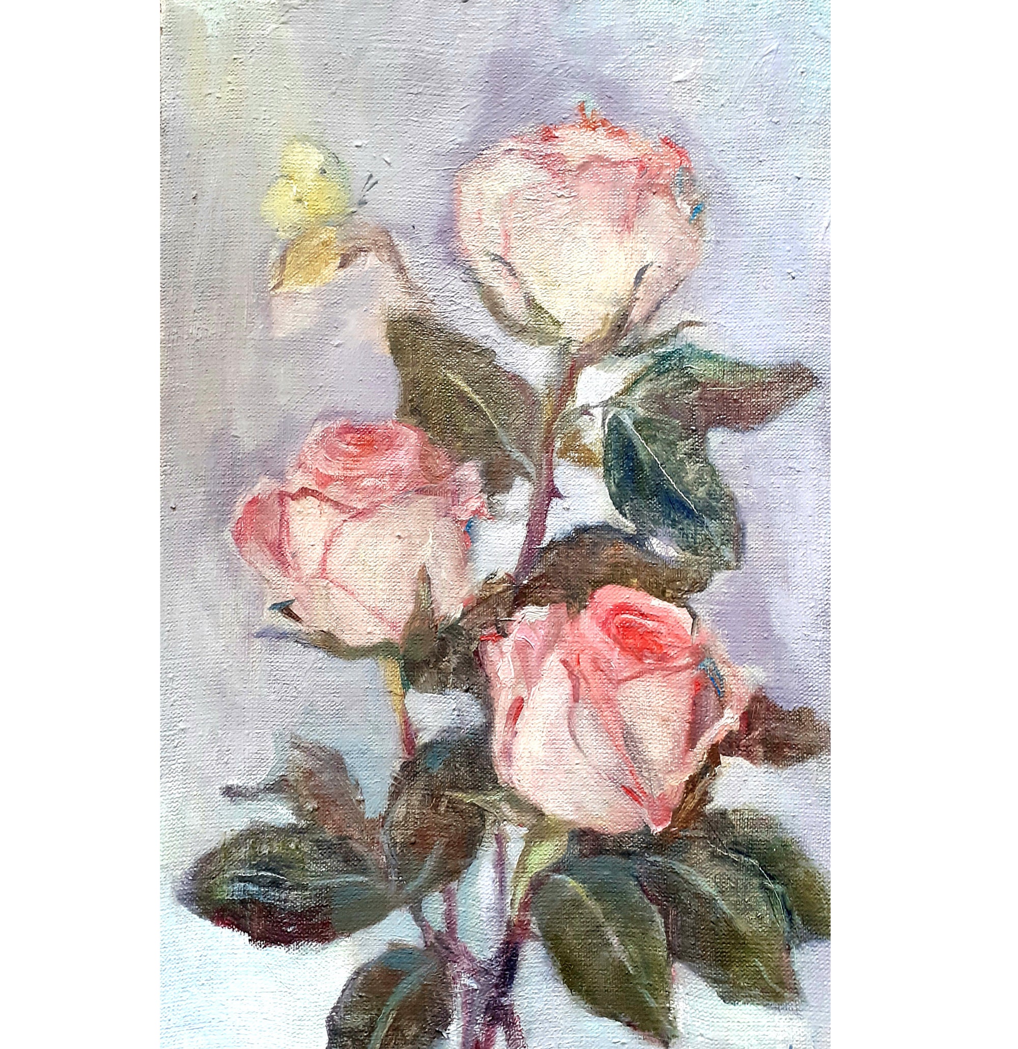 Pink Roses Painting Original Art Roses Painting 12 by 15 Inch - Etsy