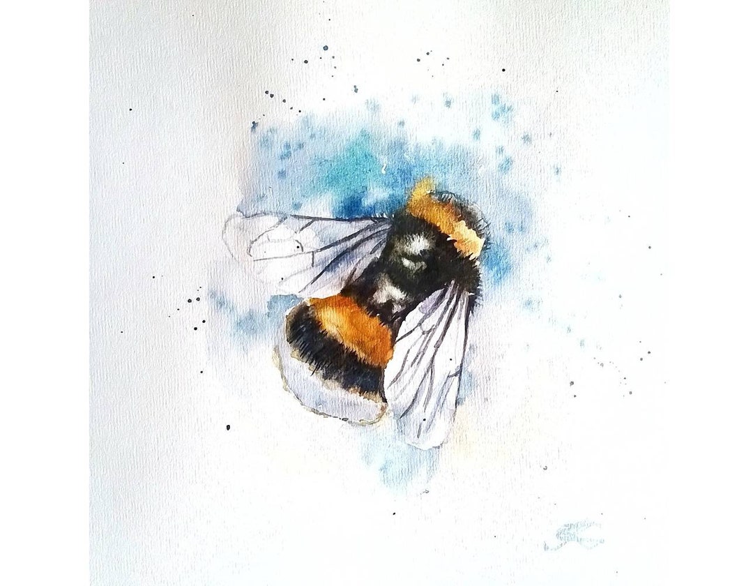 Bumblebee Watercolor Original Art Bumblebee Painting Bee Artwork Insect ...