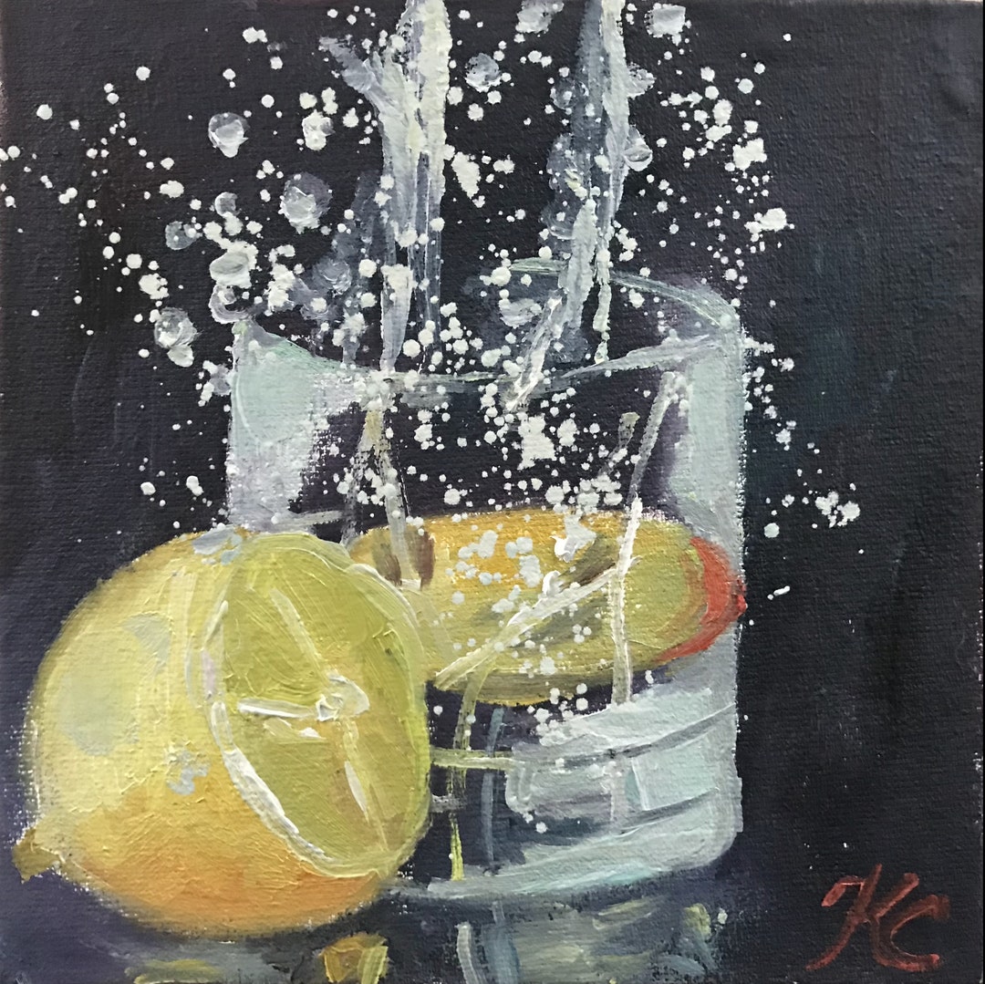 Lemon Painting Original Art Lemon Oil Artwork Fruit Wall Art Fruit ...