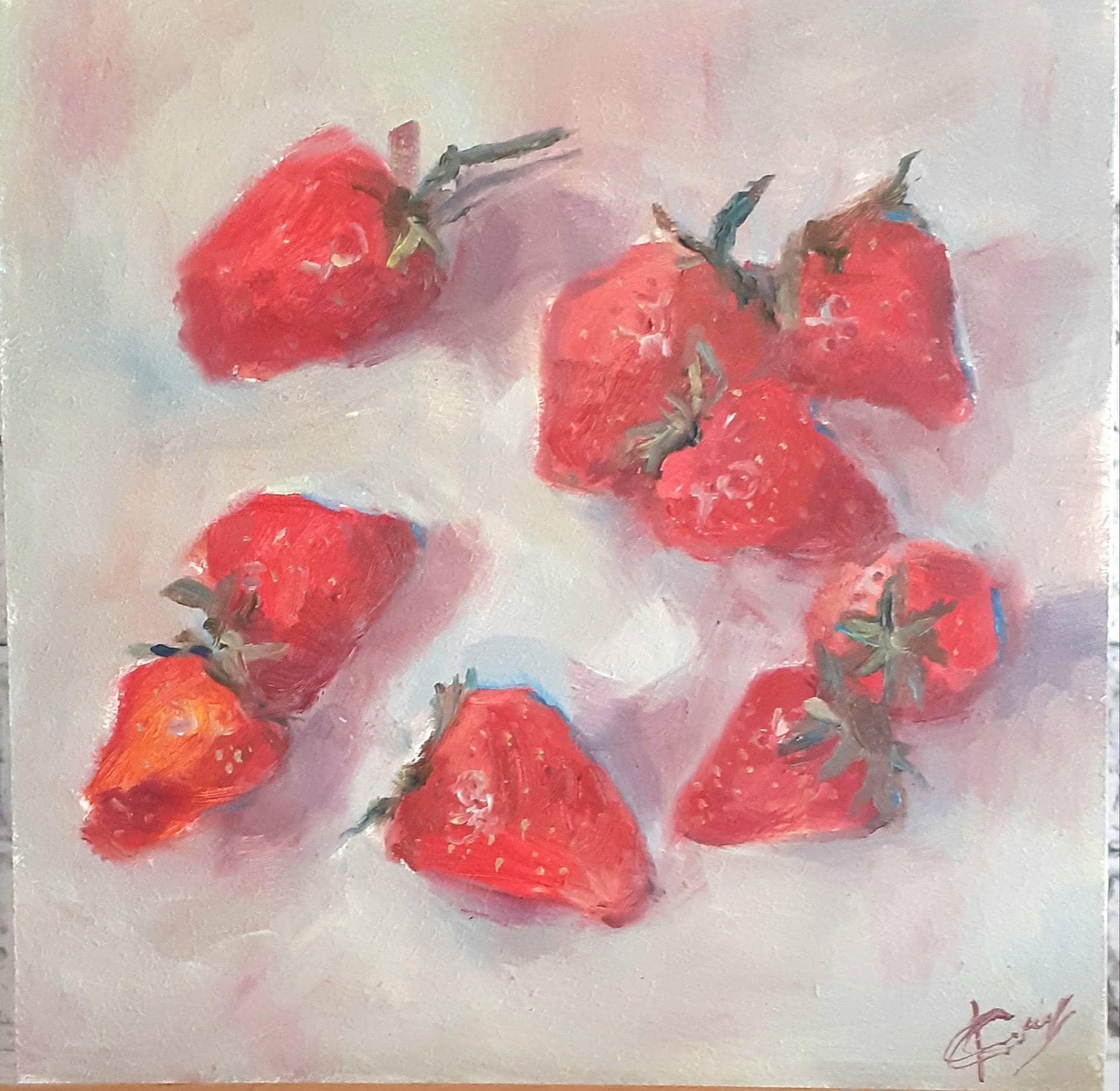 Strawberry Painting Food Painting Berries Artwork Fruit Wall - Etsy