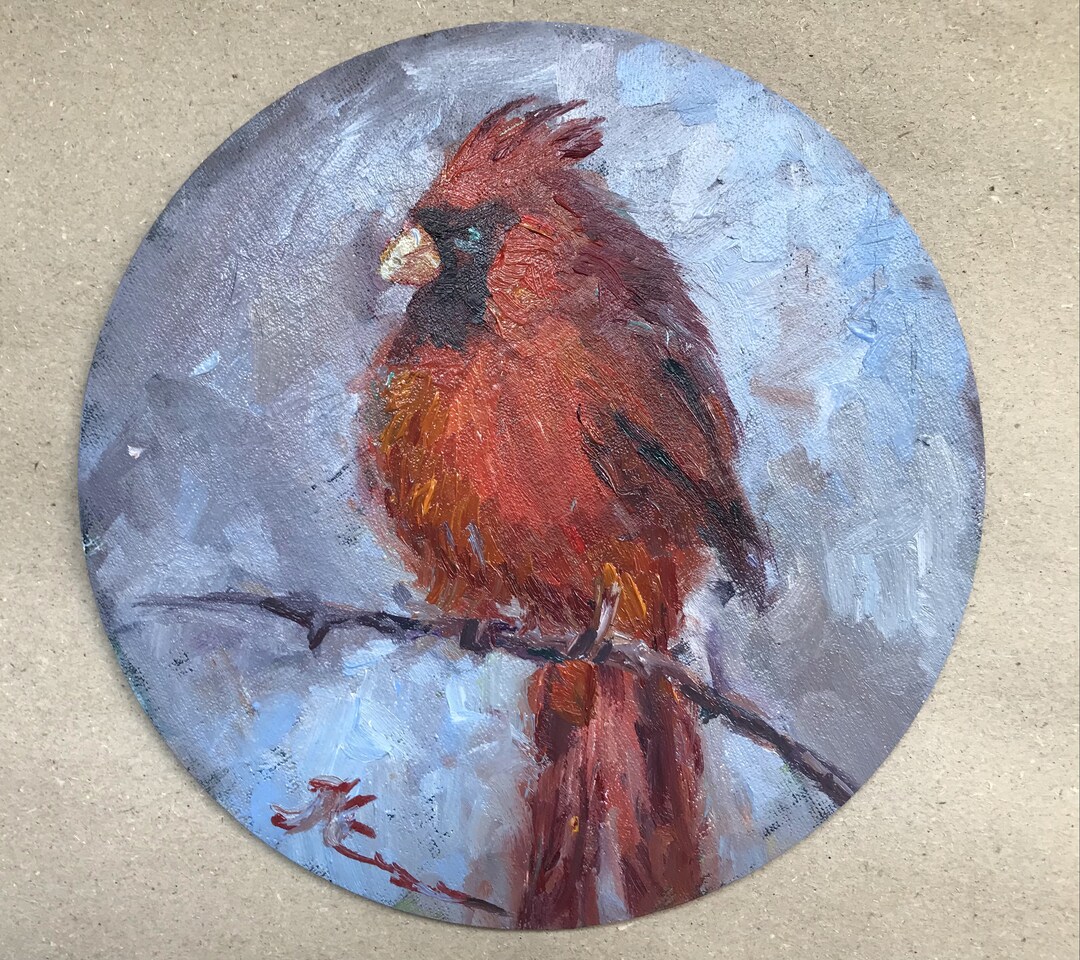 Red Cardinal Oil Painting Original Art Painting Bird Painting Artwork ...