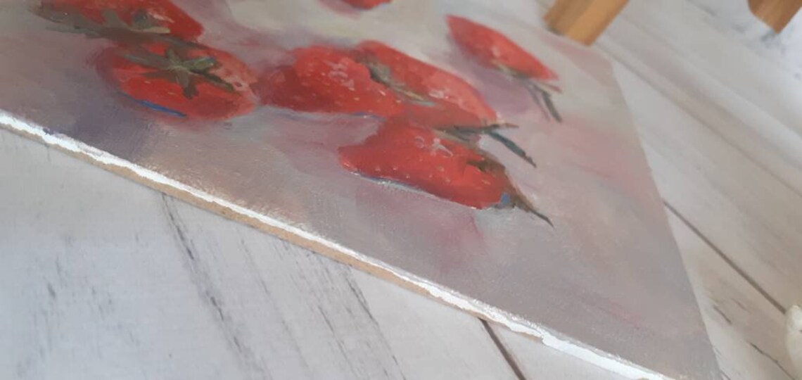 Strawberry Painting Food Painting Berries Artwork Fruit Wall - Etsy