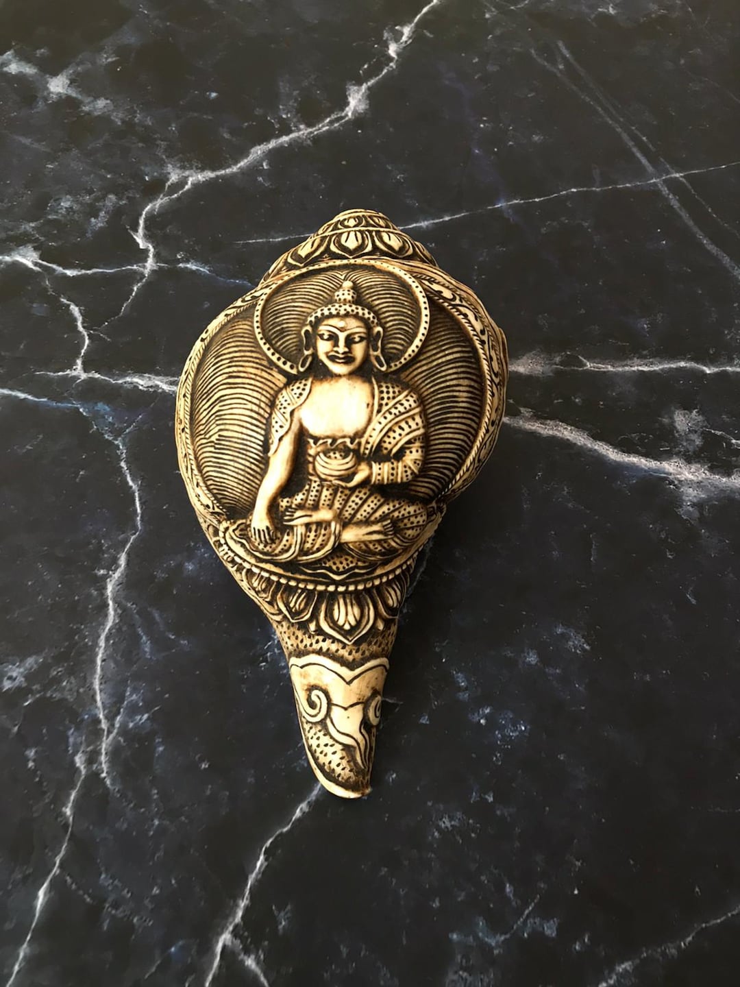 Tibetan Carved Conch Shell Shanka Carved Buddha Buddhist - Etsy