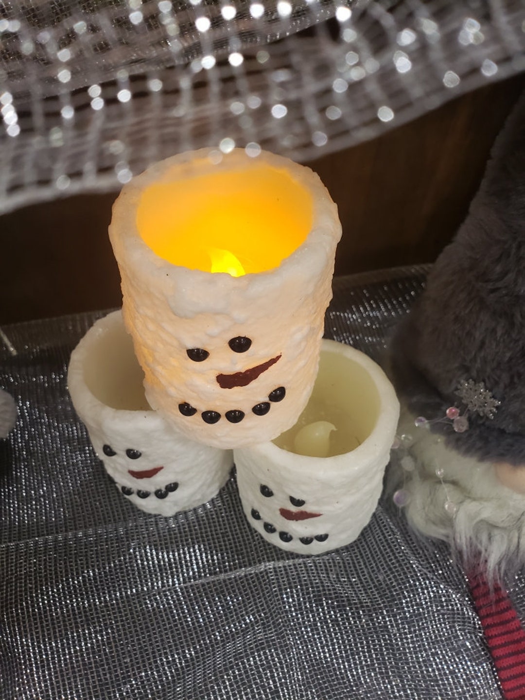 Snowman Candle, Battery Operated, Timer - Etsy