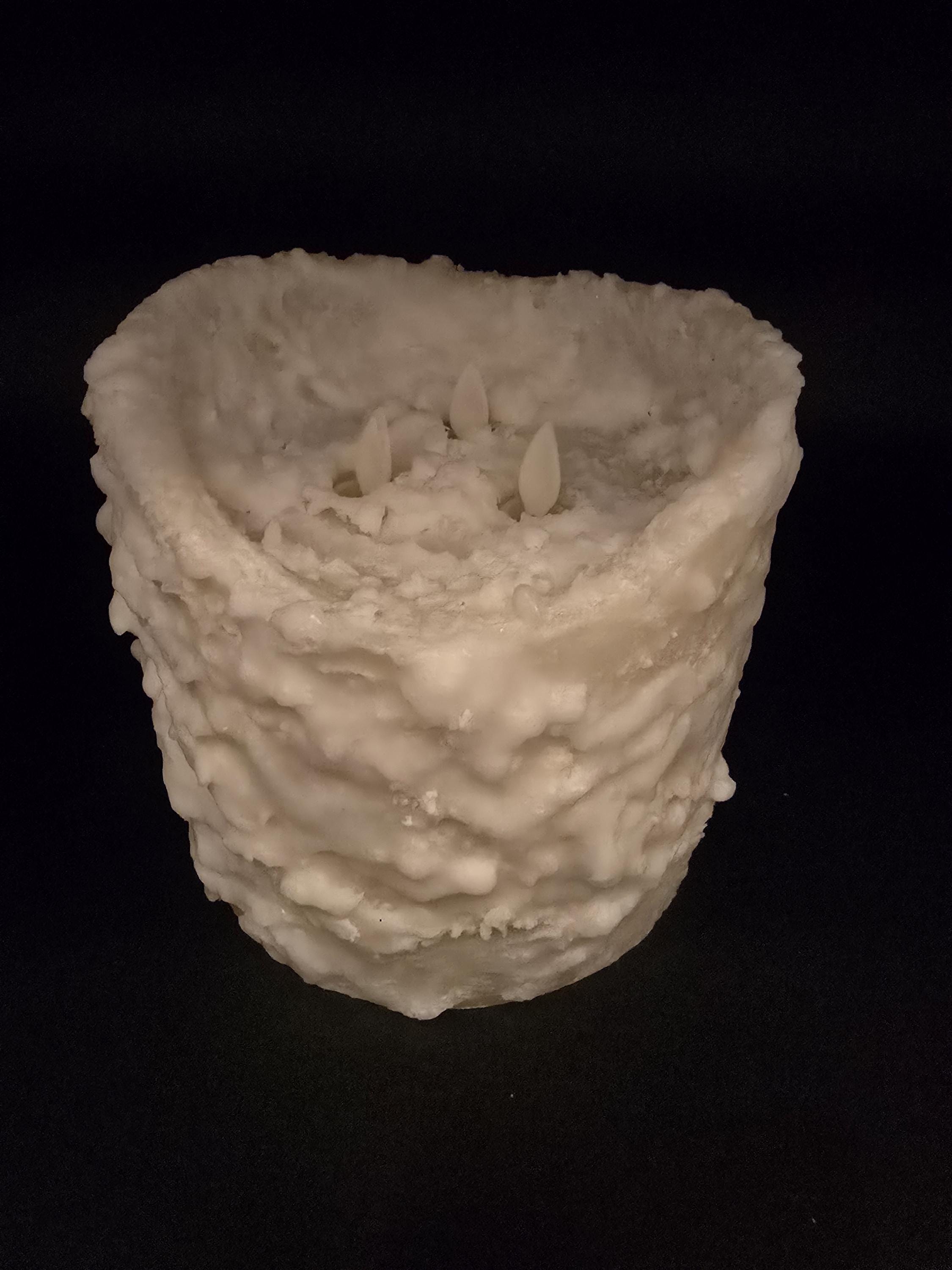 White Bumpy Flameless Candle, Flickering Wick, Battery Operated, 6x6 ...