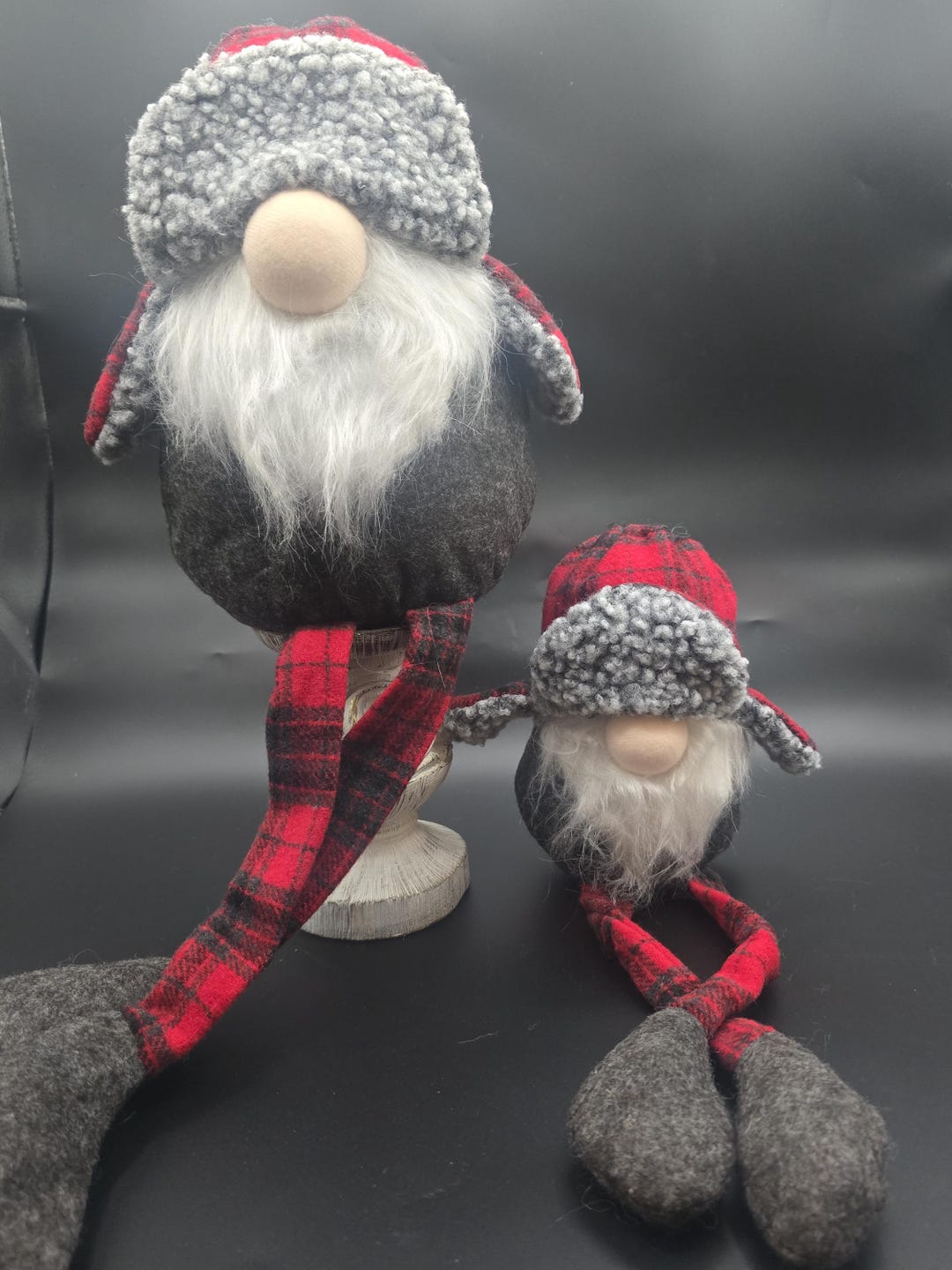 Small or Large Winter Dangle Leg Gnome Winter Plaid, Set of 2 Also ...