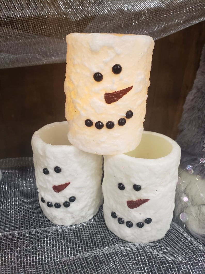 Snowman Candle, Battery Operated, Timer - Etsy