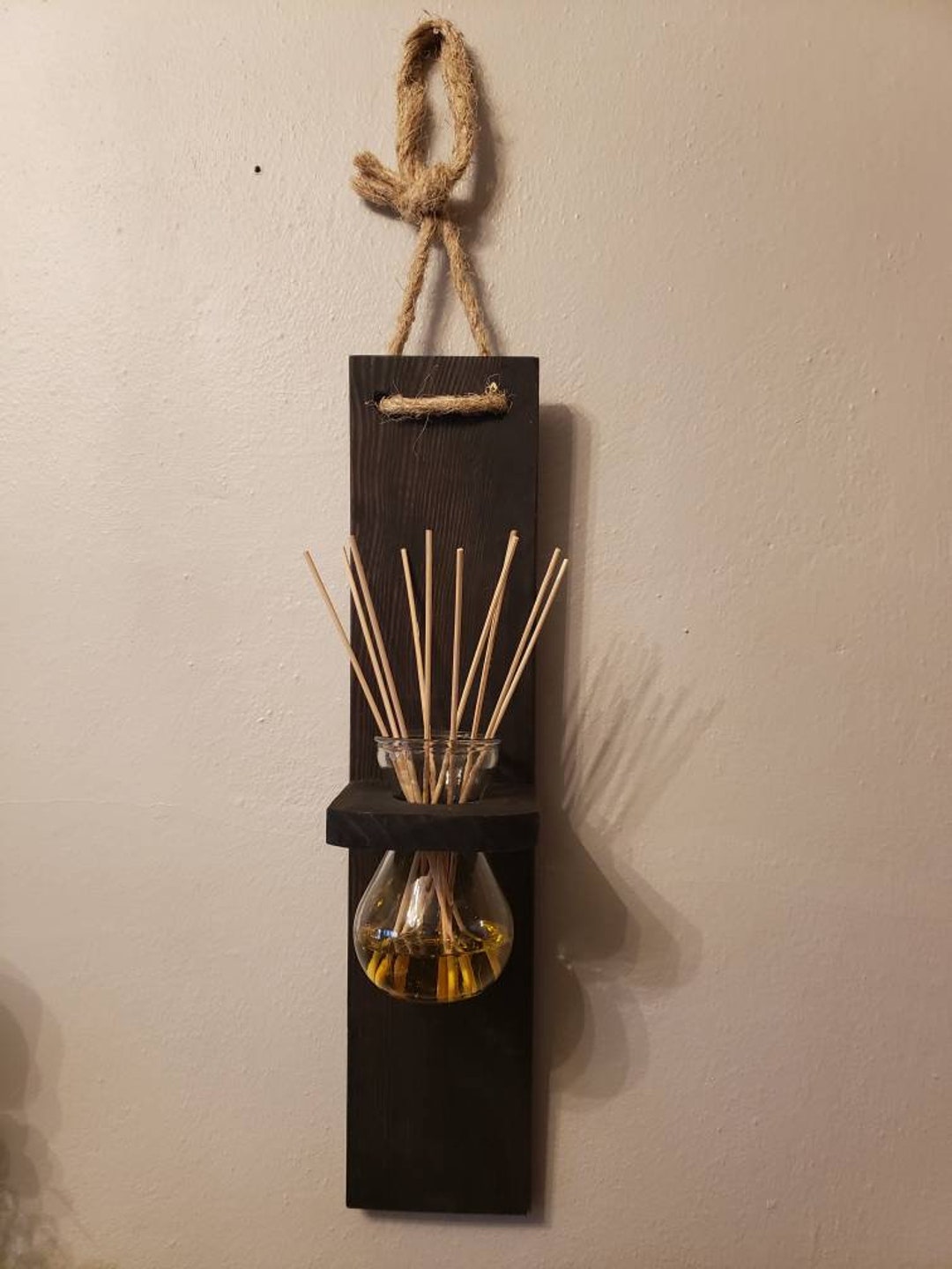 Stained Black Wood Diffuser Holder Set. Includes Wood Holder, Diffuser ...