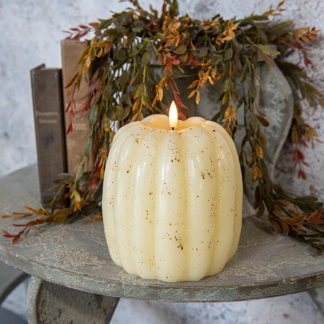 6.5 Inch Flameless Pumpkin Battery Operated Timer Candle - Etsy
