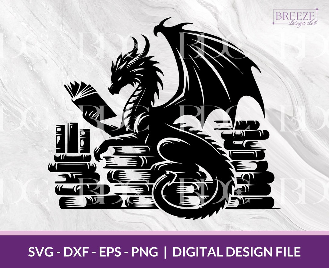 Book Dragon SVG, Book Lover PNG, Bookish Design, Bookworm Library Png ...