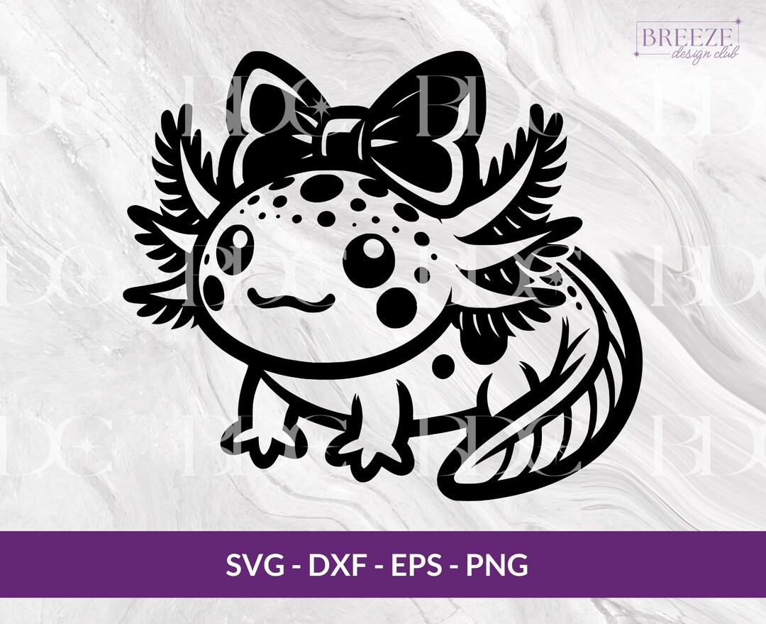 Axolotl SVG, Amphibian SVG, Cute Axolotl PNG, Bow Axolotl Silhouette ...