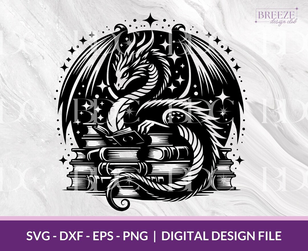 Book Dragon SVG, Book Lover PNG, Bookish Design, Bookworm Library Png ...