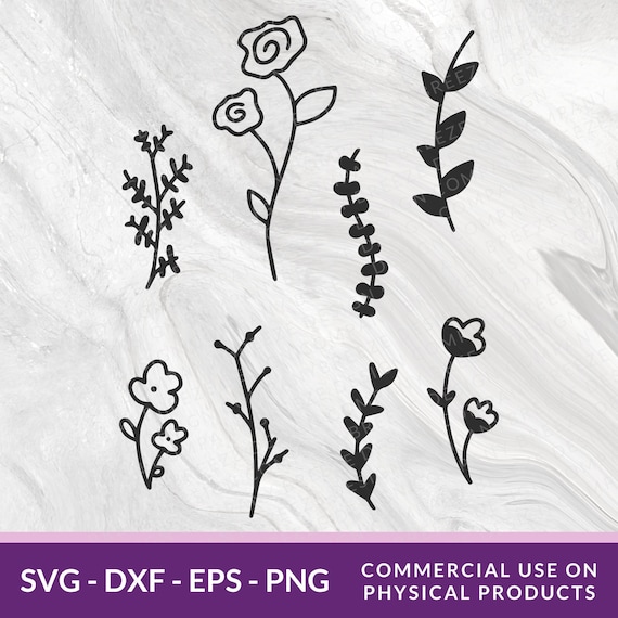 Wildflower SVG Hand Drawn Flower SVG Floral PNG Vine - Etsy
