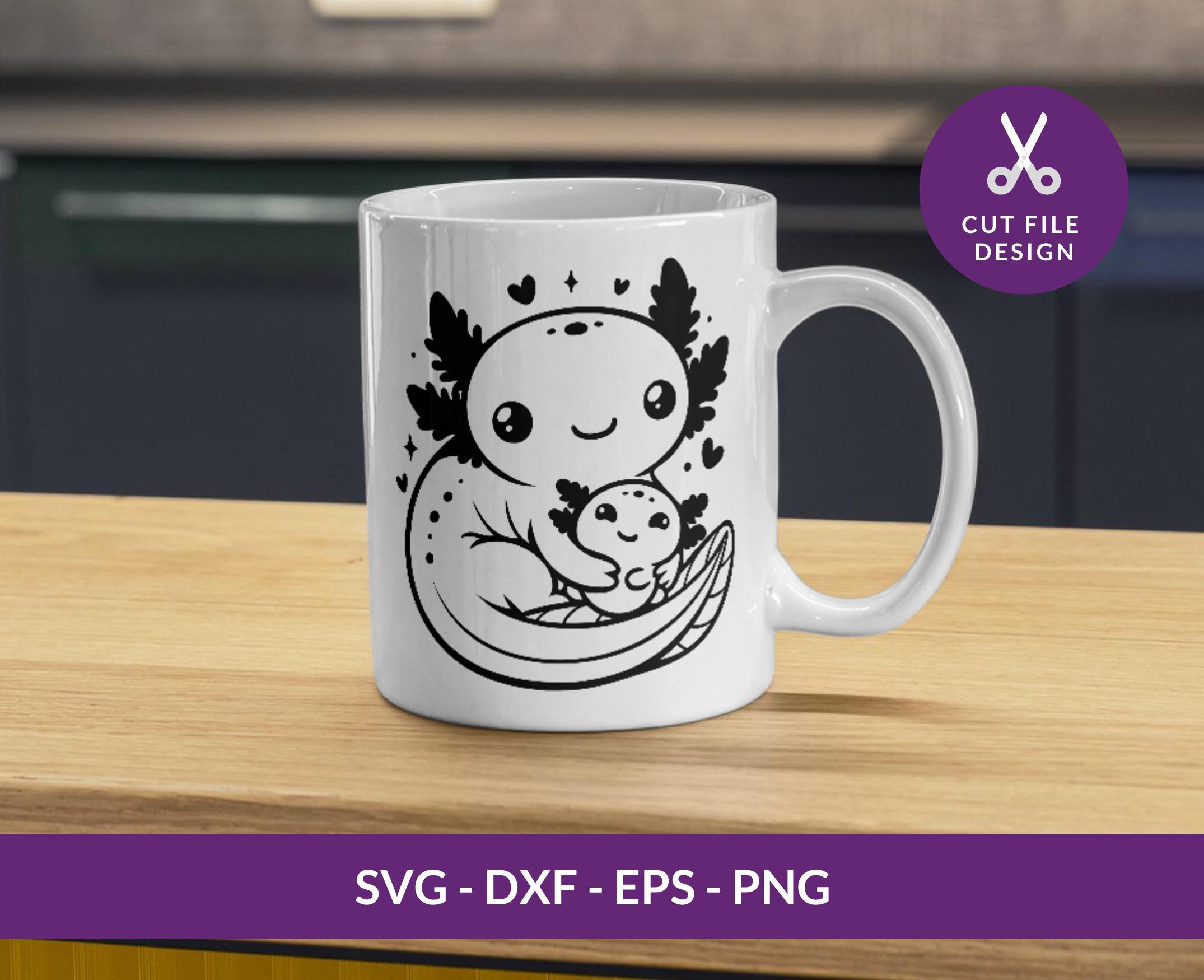 Axolotl SVG, Cute Mama and Baby Axolotl PNG, Mother Axolotl Silhouette ...