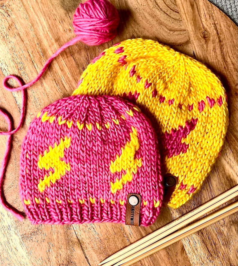 Lightning Bolt Knit Hat Pattern: Beginner Colorwork Beanie (PDF Pattern ...