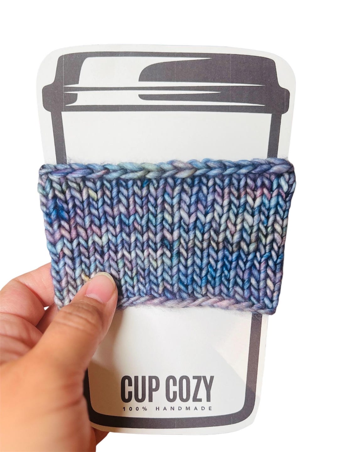 Blue Knit Coffee Sleeve: Handmade Merino Wool Cup Cozy - Etsy