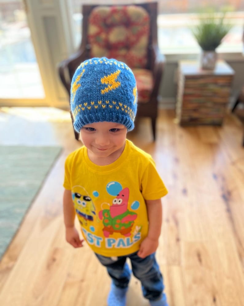 Lightning Bolt Knit Hat Pattern: Beginner Colorwork Beanie (PDF Pattern ...